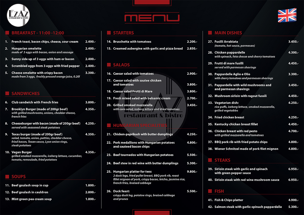 EZAZ Bistro | Menu